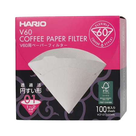 Hario V60-01 filtros de papel VCF-01-100WK 100 piezas :: Green Plantation
